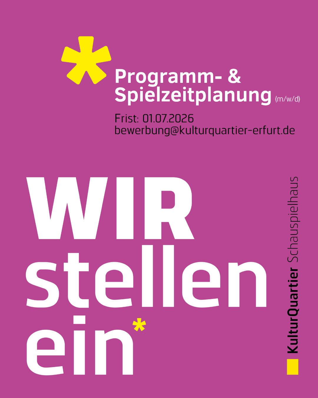 WIR SUCHEN - Programm- und Spielzeitplanung (m/w/d) - KulturQuartier ...